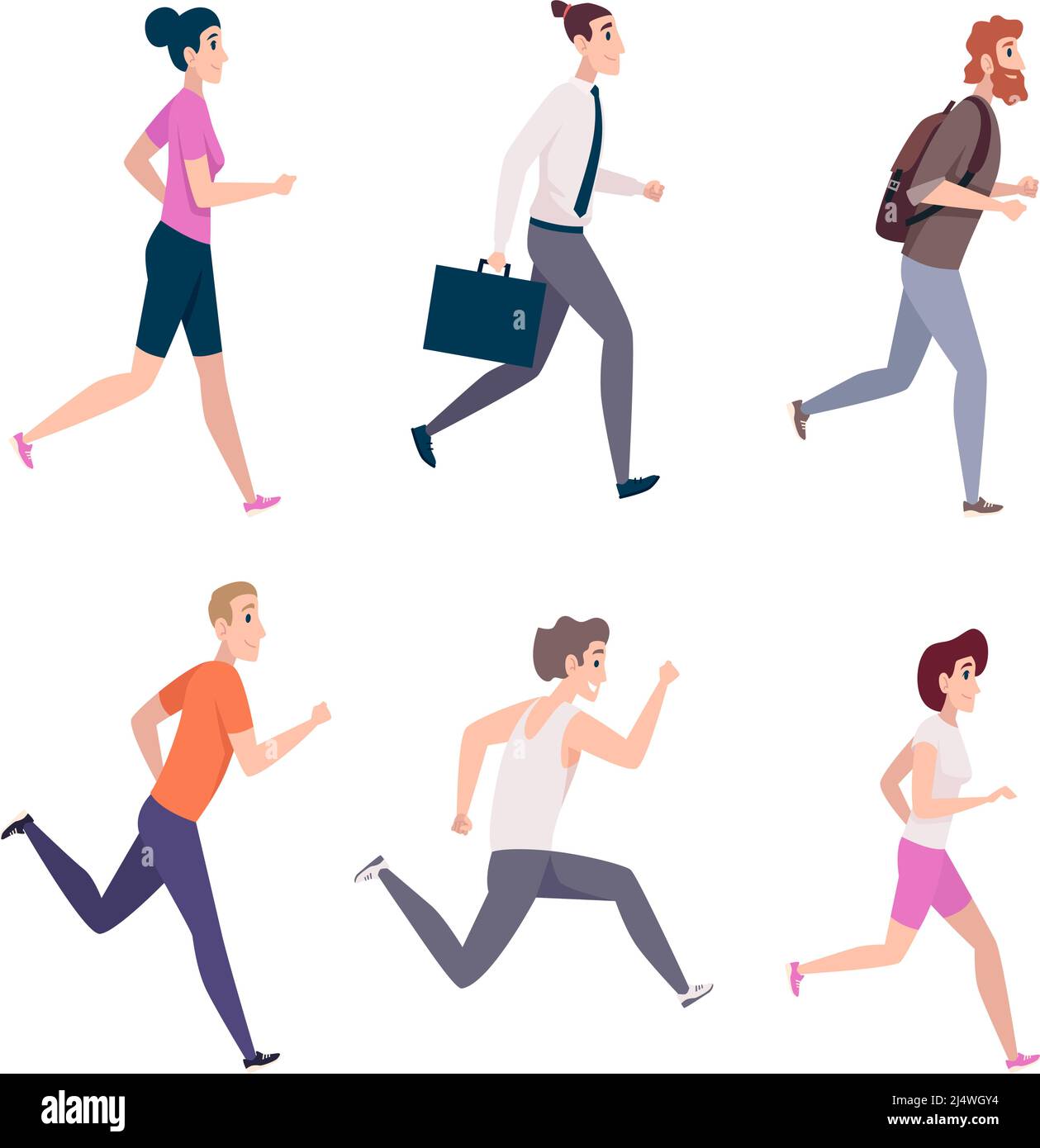 Running people. Marathon runners sport exercises jogging healthy ...