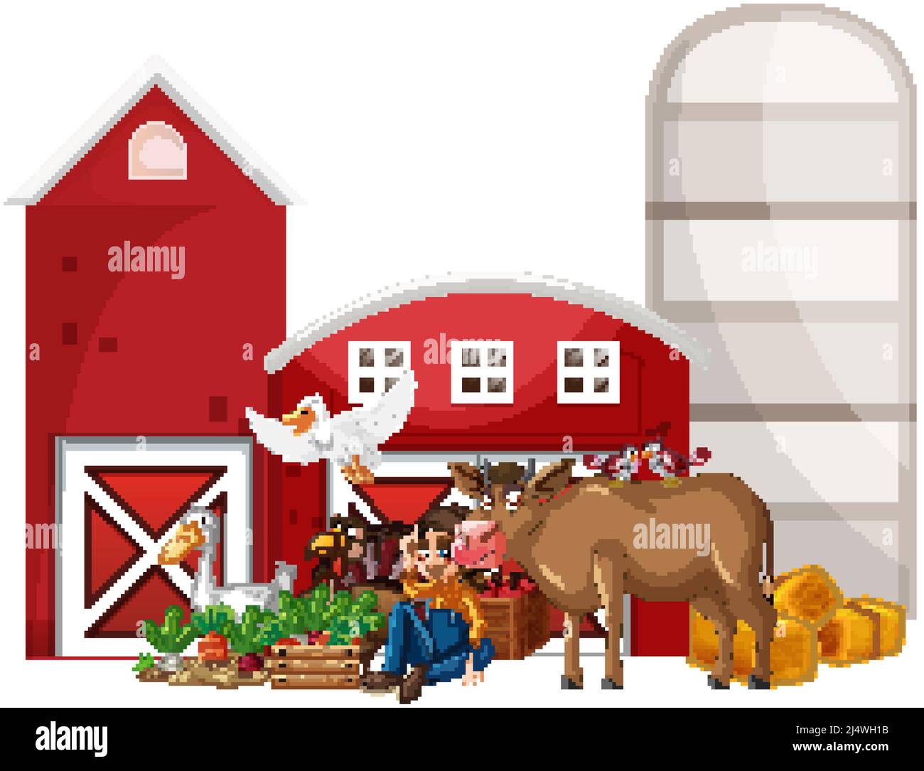 Farming theme with farmer illustration Stock Vector Image & Art - Alamy