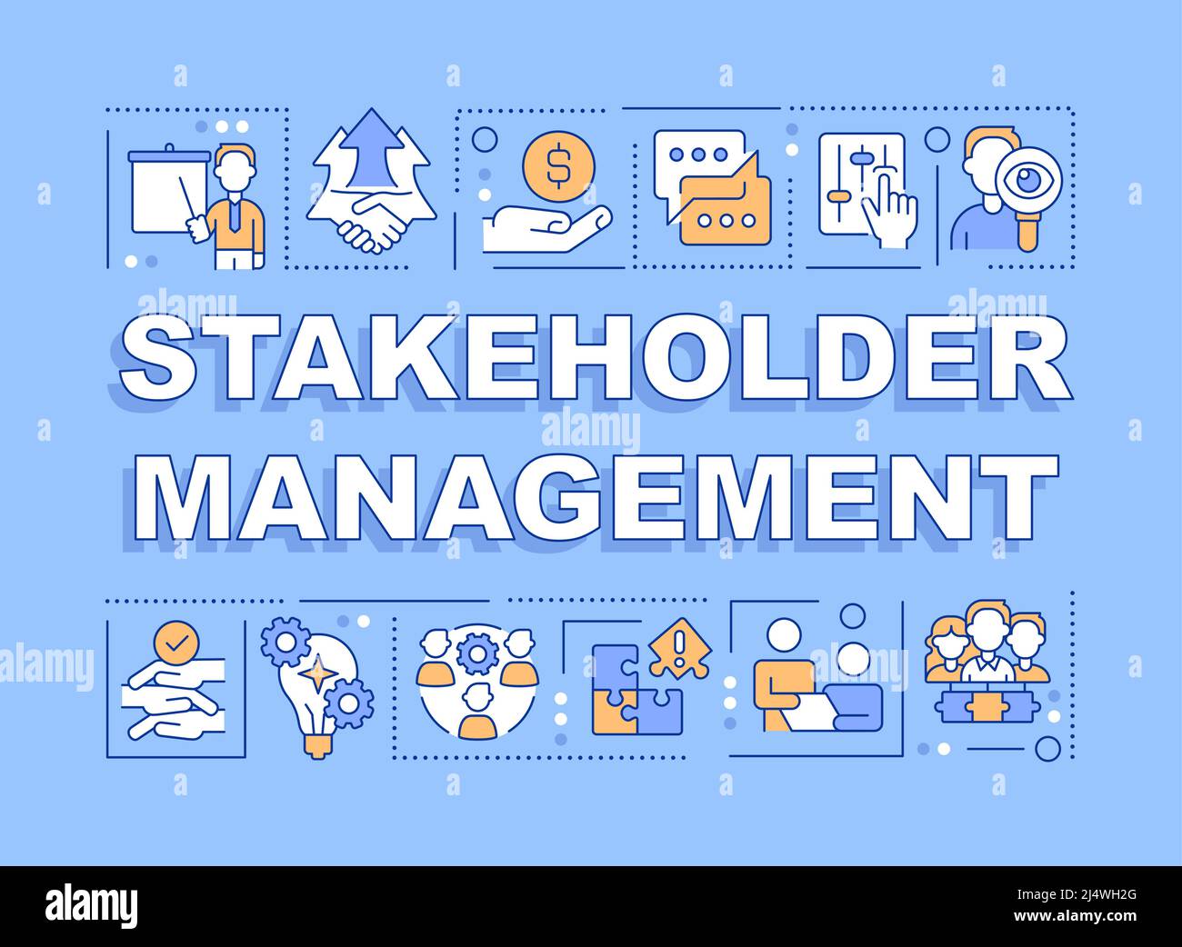 Stakeholders management word concepts blue banner Stock Vector Image ...