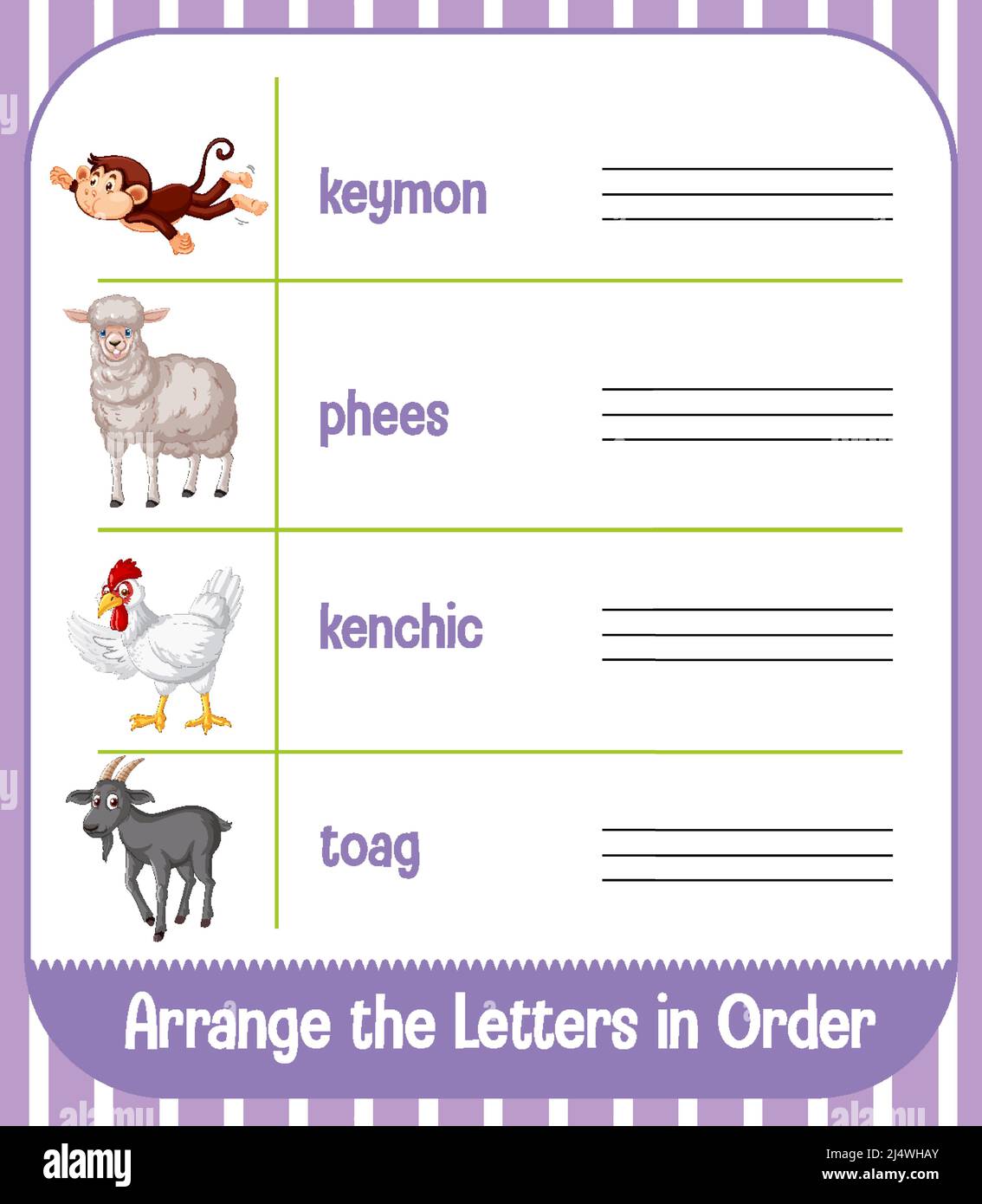 Worksheet design with arranging letters illustration Stock Vector Image ...