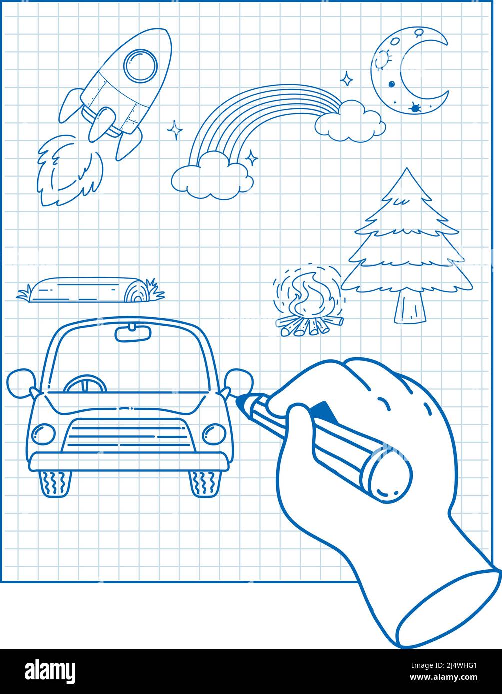 Set of simple children hand drawing objects illustration Stock Vector ...