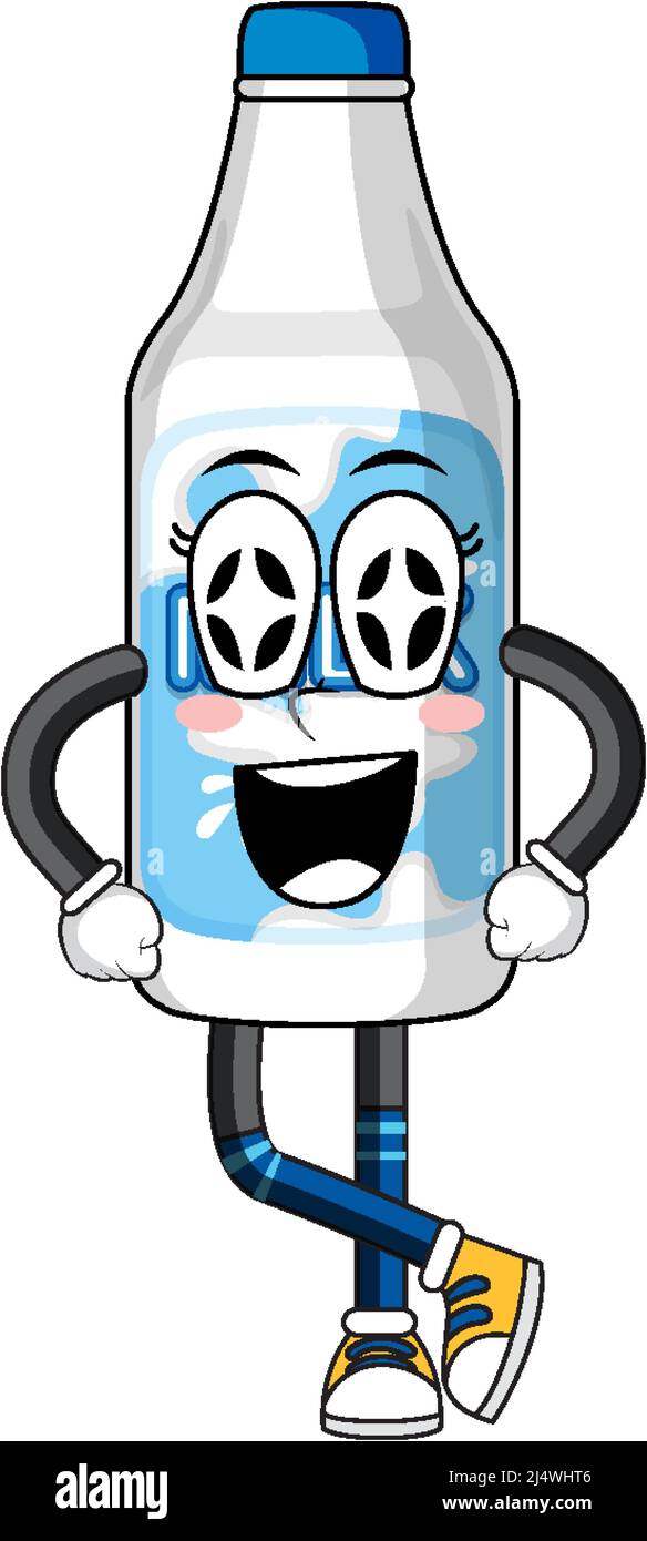 Bottle of milk with happy face illustration Stock Vector Image & Art ...