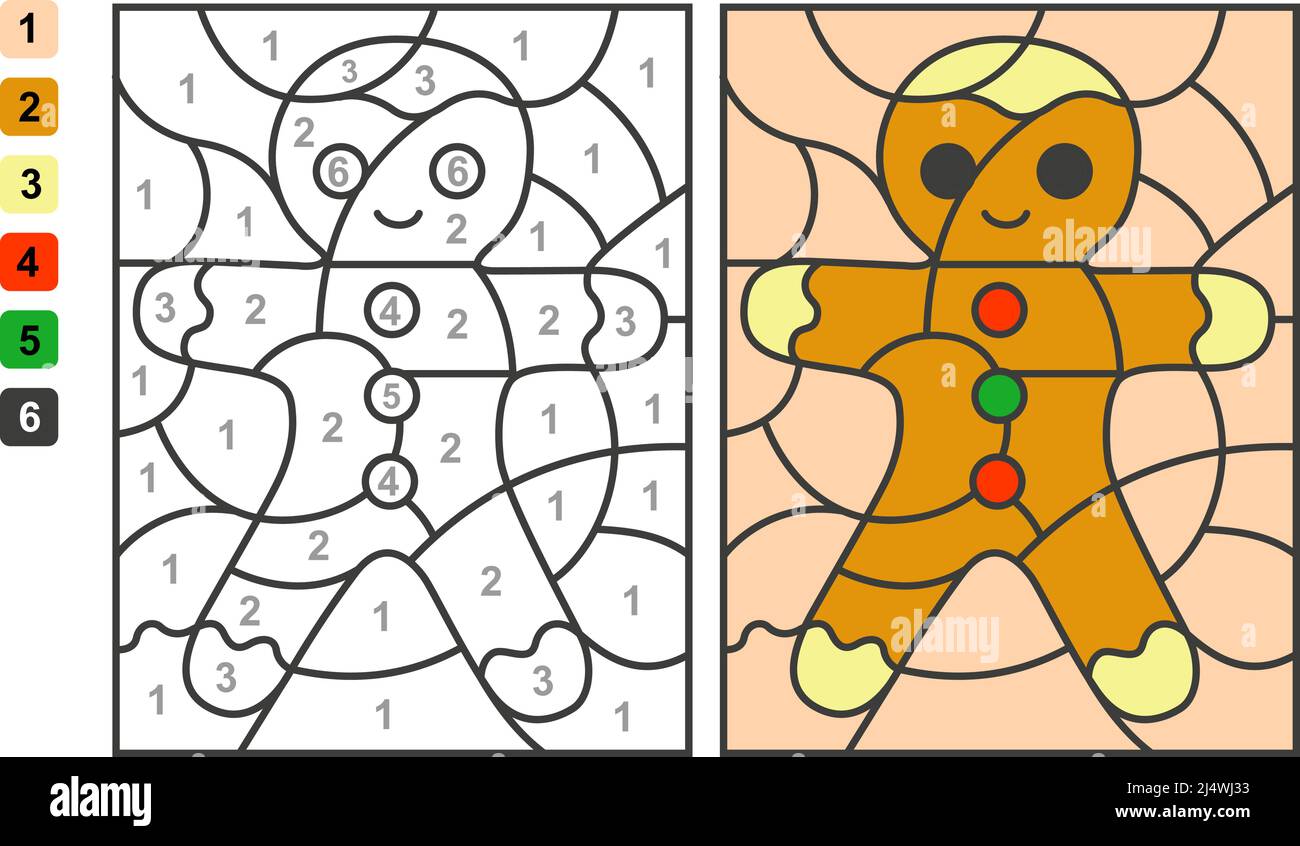 Gingerbread men. Color by numbers. Puzzle game for children education ...