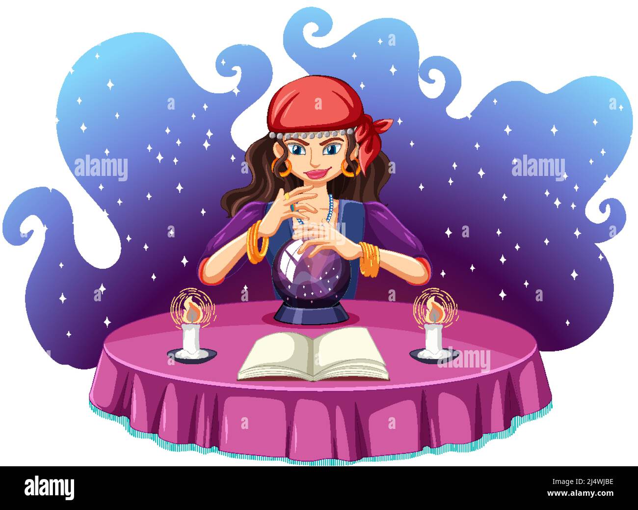 Fortune teller and crystal ball illustration Stock Vector Image & Art ...