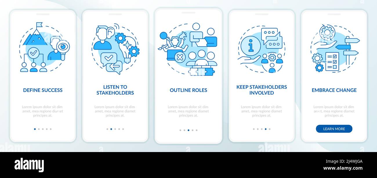 Effective Stakeholder Management Blue Onboarding Mobile App Screen Stock Vector Image And Art Alamy