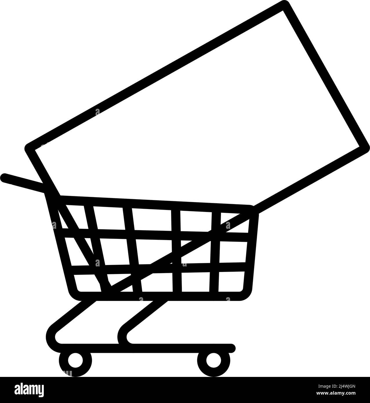 Shopping Cart With TV Icon. Bold outline design with editable stroke ...