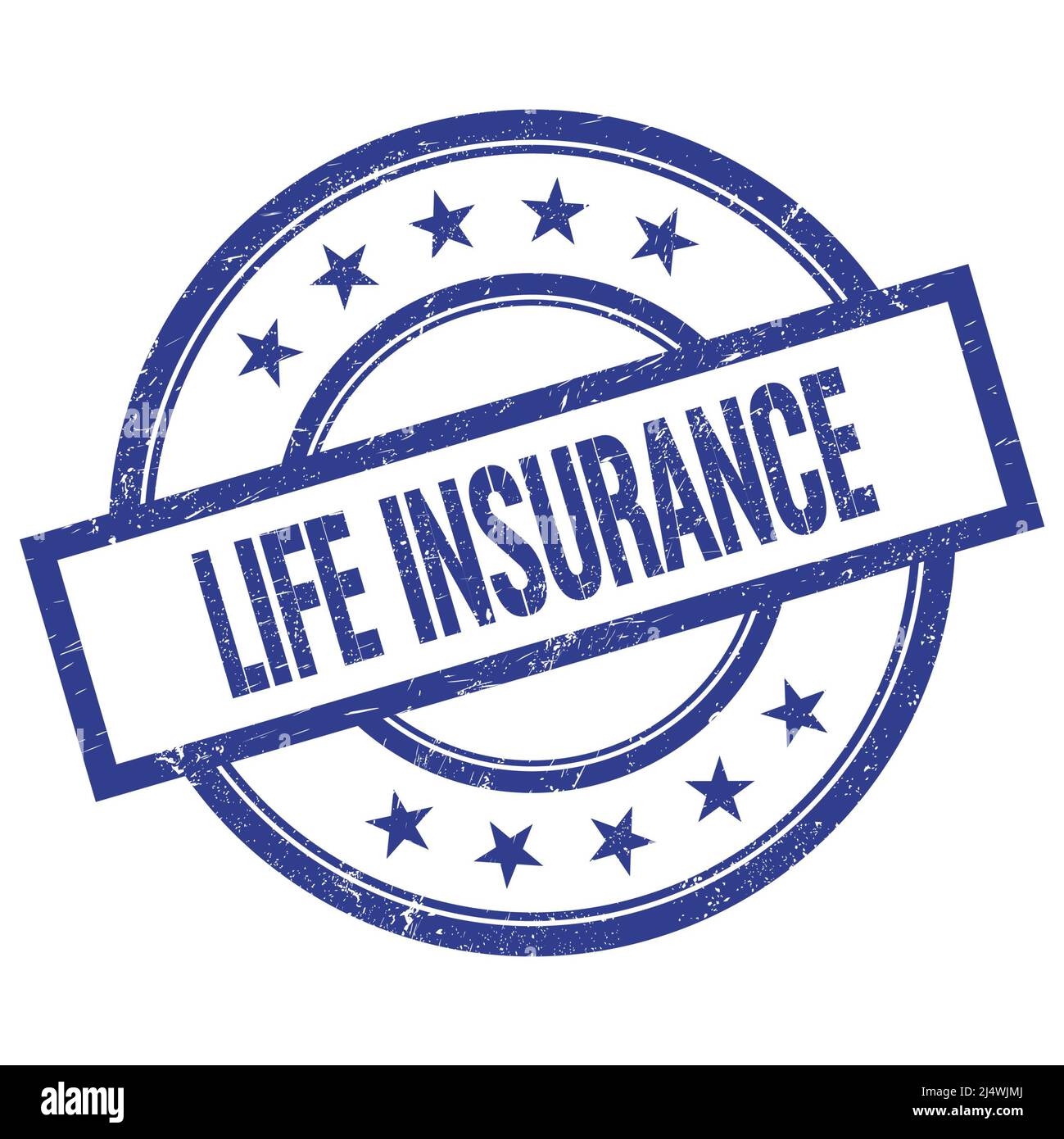LIFE INSURANCE text written on blue round vintage rubber stamp Stock ...