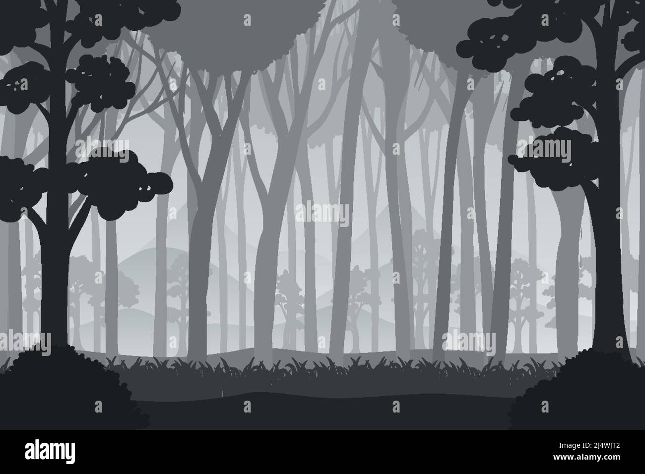 Silhouette shadow of forest scene illustration Stock Vector Image & Art ...