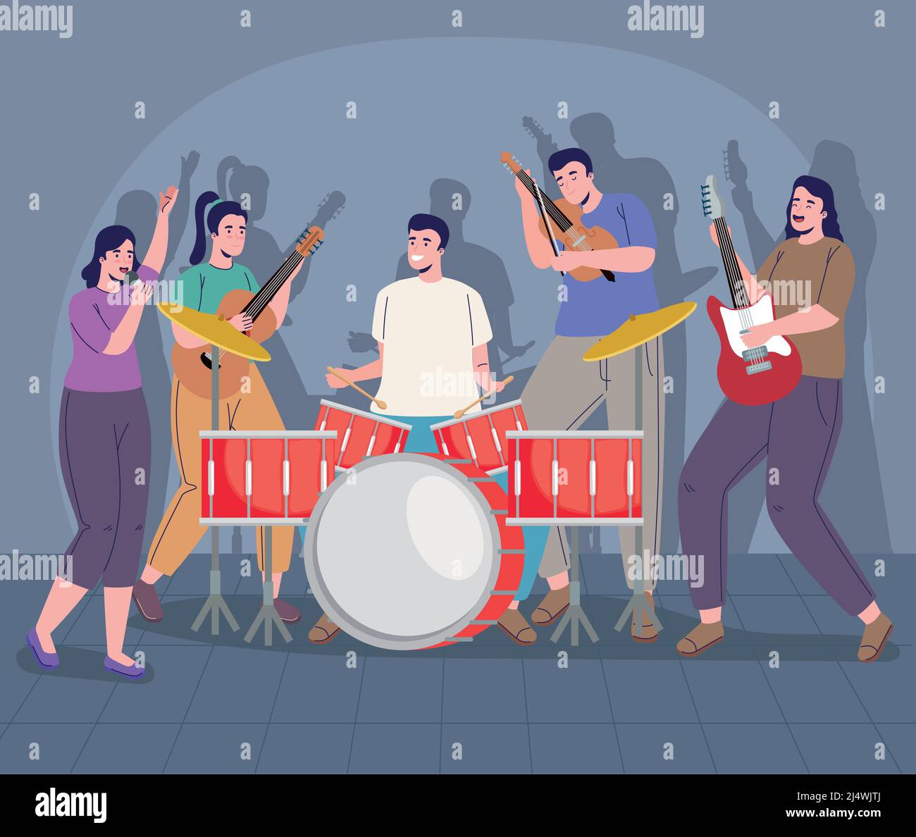 Five man band Stock Vector Images - Alamy