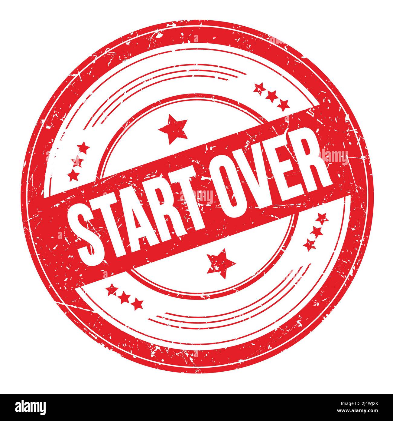 START OVER text on red round grungy texture stamp Stock Photo - Alamy