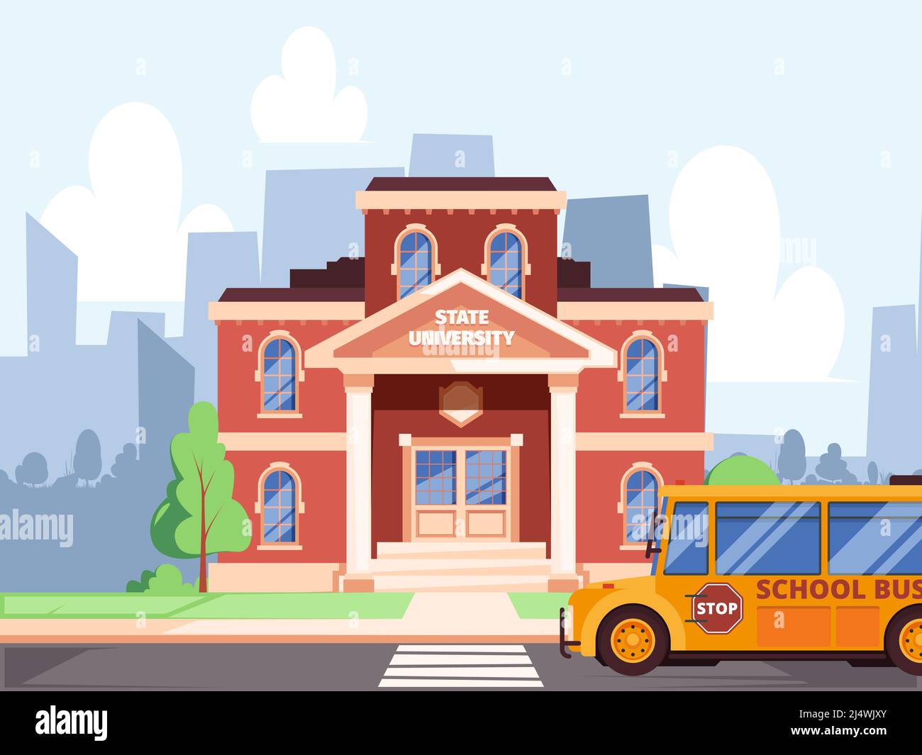 School background. Education municipal buildings school facades garish ...