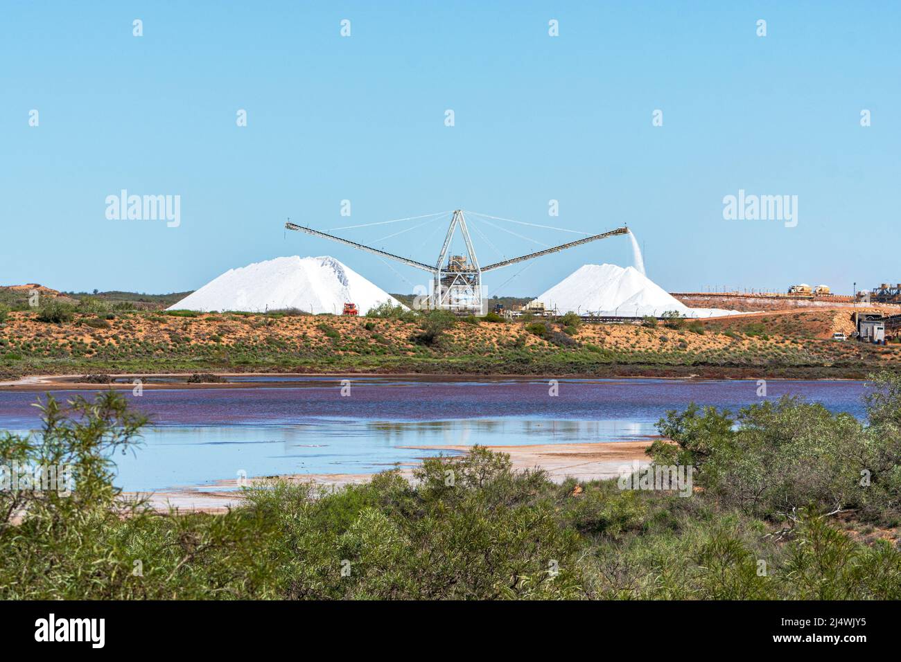 Salt works at Onslow, Pilbara, Western Australia, WA, Australia Stock ...