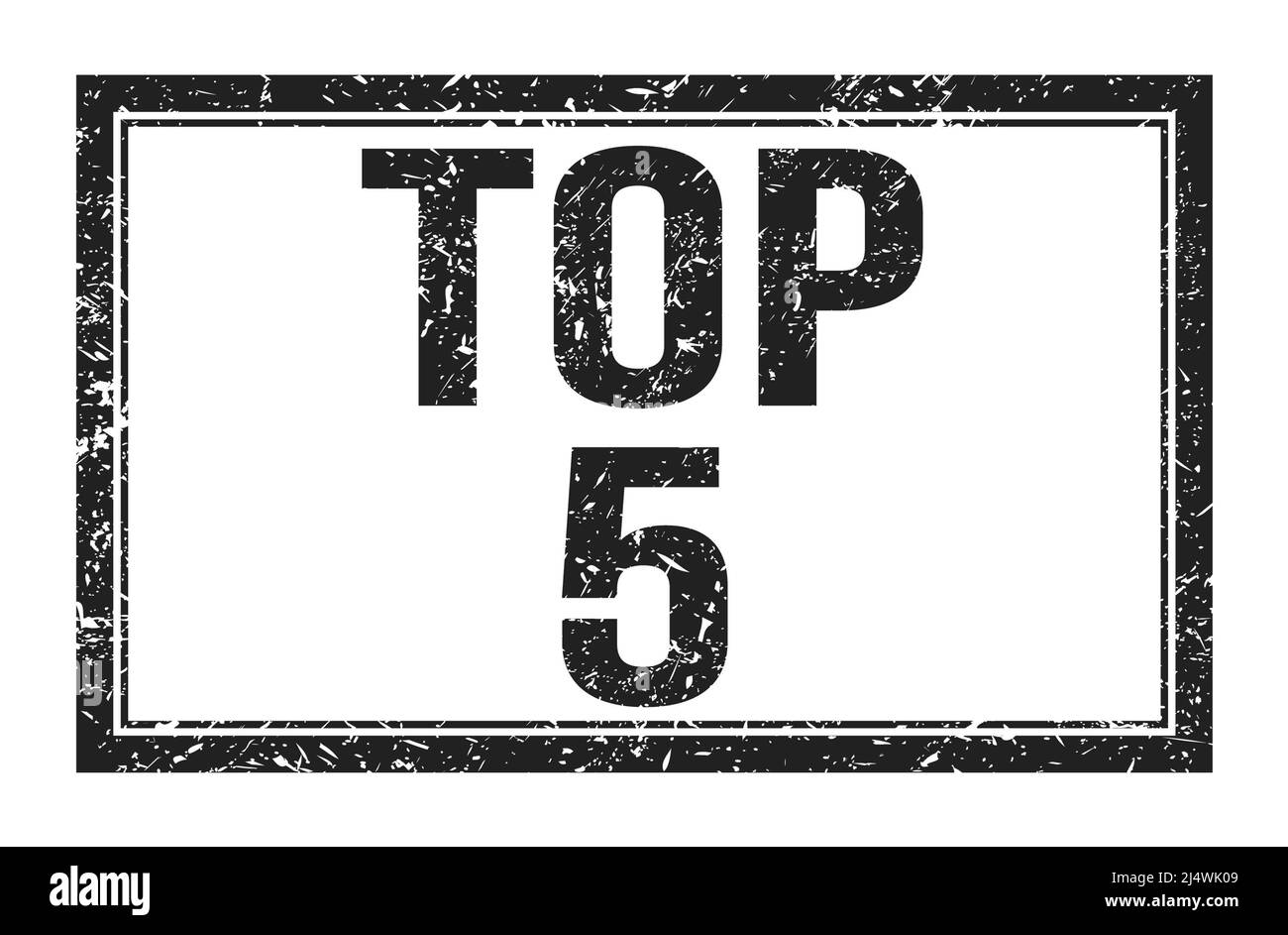 TOP 5, words written on black rectangle stamp sign Stock Photo - Alamy