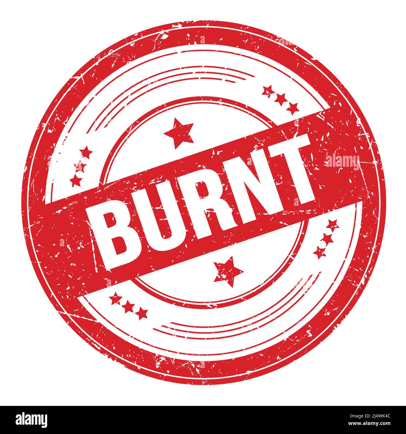 BURNT text on red round grungy texture stamp Stock Photo - Alamy