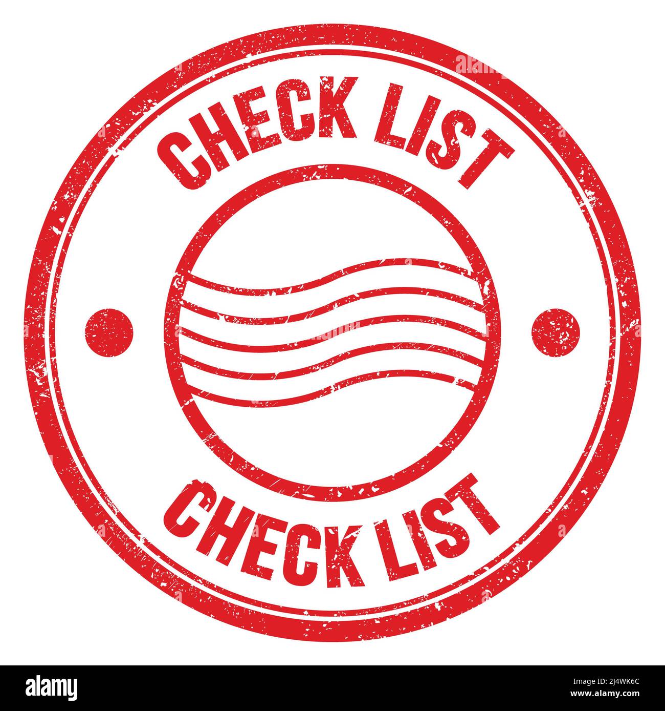 CHECK LIST word written on red round postal stamp sign Stock Photo - Alamy