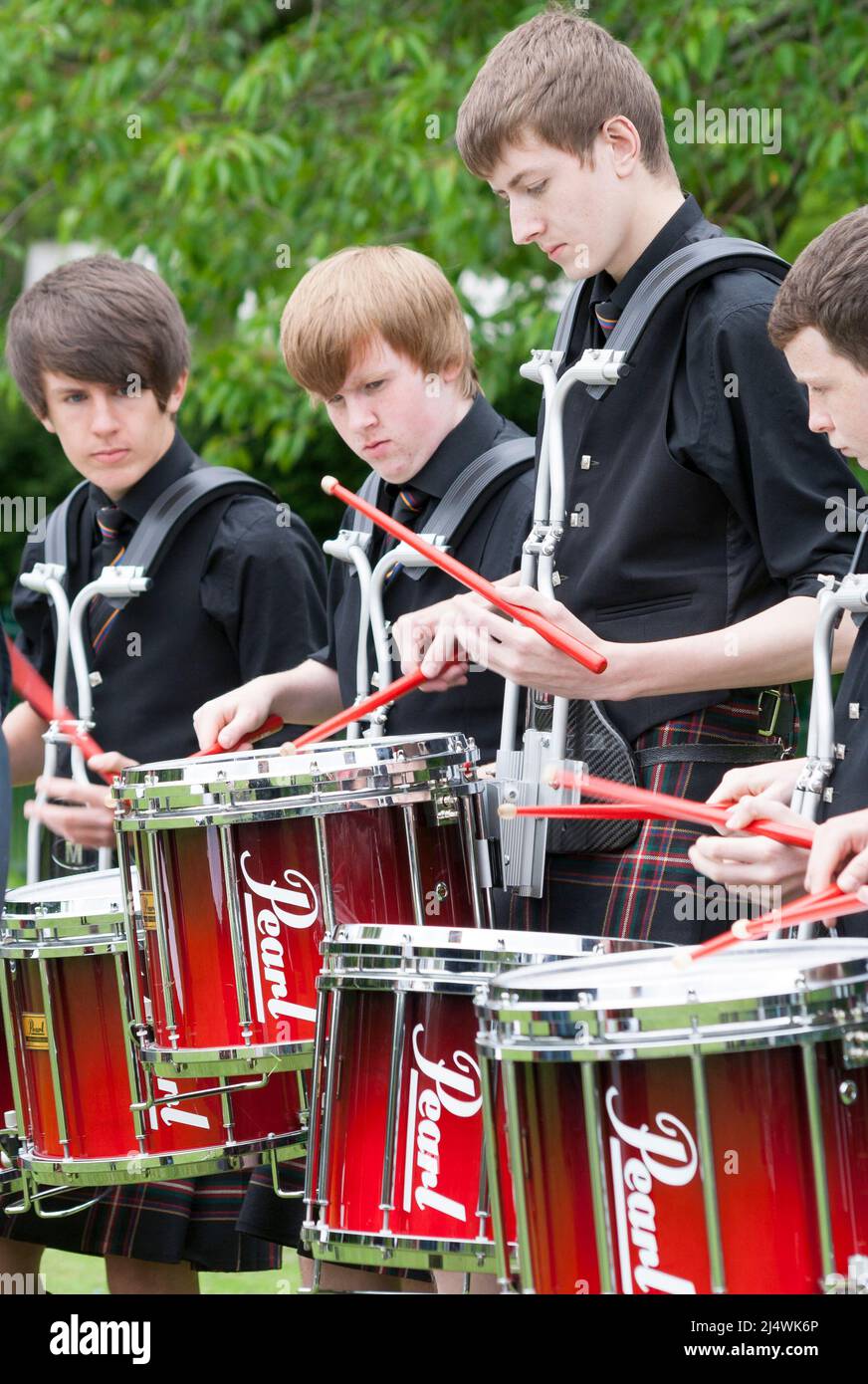 Snare drummers for pipe band, Helensburgh, Scotland Stock Photo - Alamy