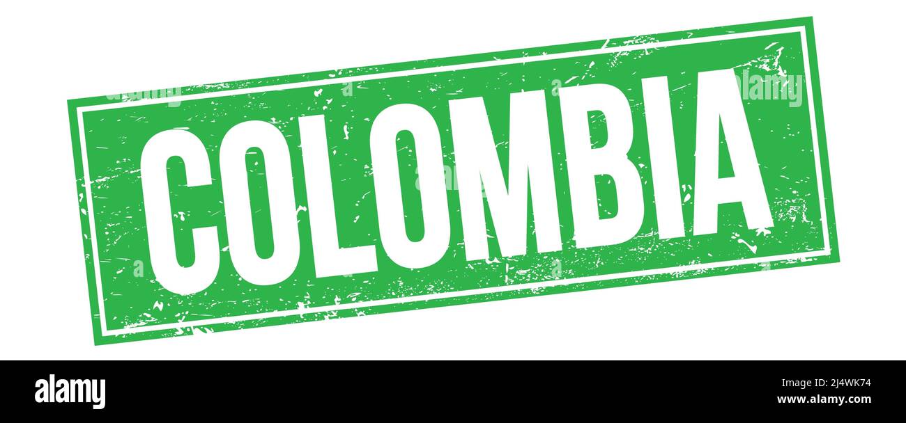 COLOMBIA text on green grungy rectangle stamp sign Stock Photo - Alamy