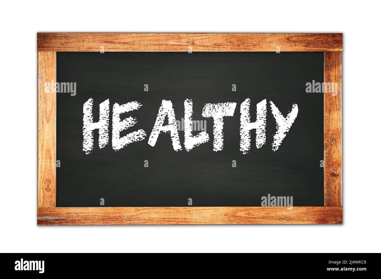 HEALTHY text written on black wooden frame school blackboard Stock ...