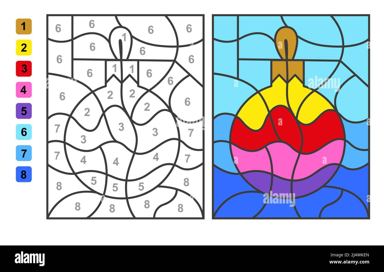 Merry Christmas. Color by numbers. Puzzle game for children education ...