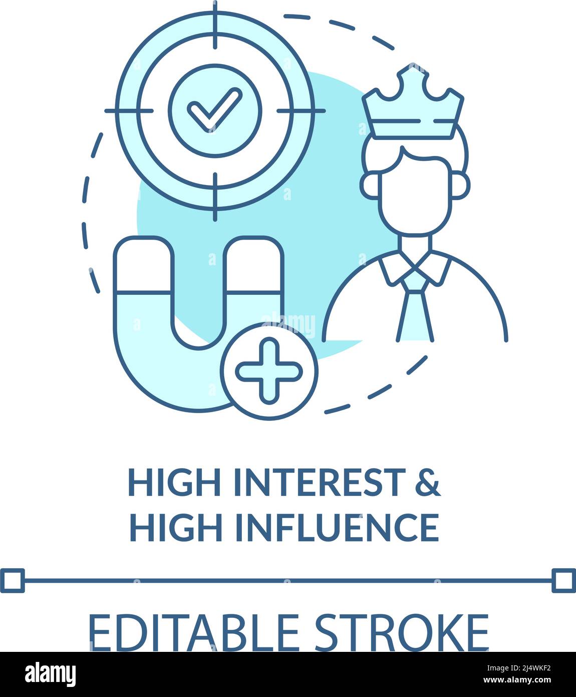 High interest and high influence turquoise concept icon Stock Vector ...