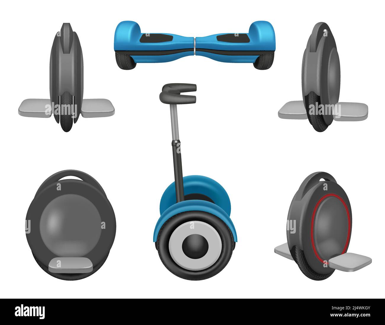 Gyro scooter. Different style of urban eco transport monowheel scooter ...