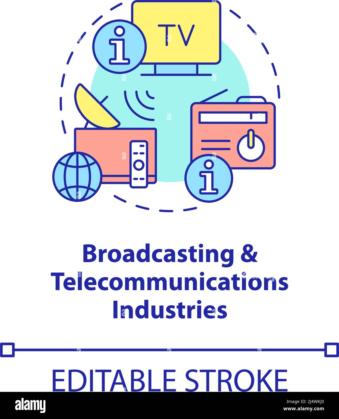 Broadcasting and telecommunications industries concept icon Stock ...