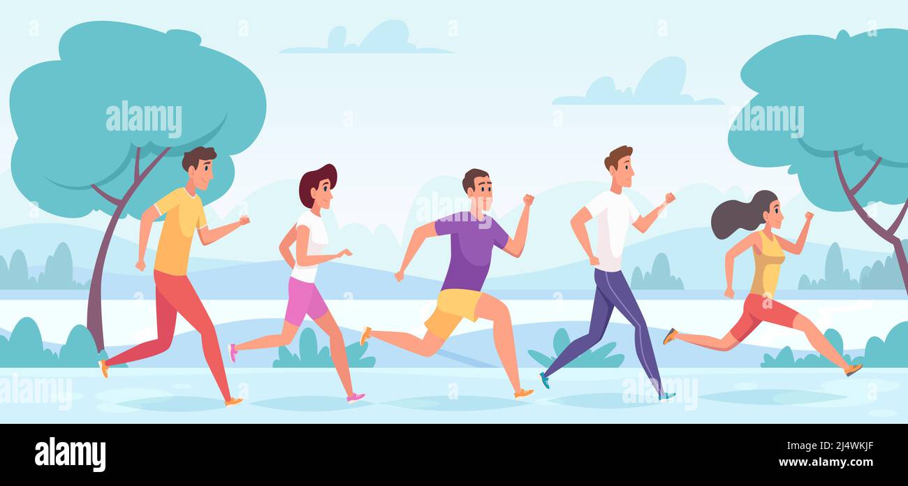 Marathon persons. Outdoor helthy lifestyle jogging exercises athlete ...