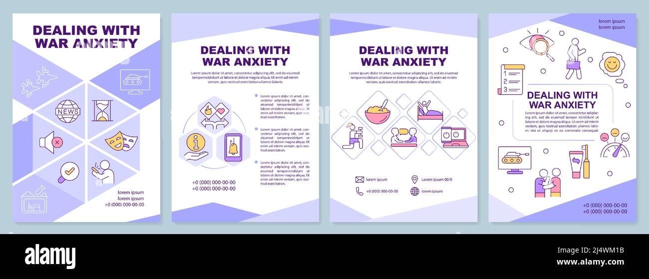 Dealing with war anxiety purple brochure template Stock Vector Image ...