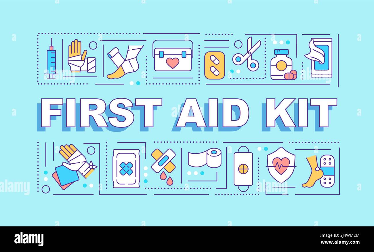 First aid kit word concepts blue banner Stock Vector Image & Art - Alamy