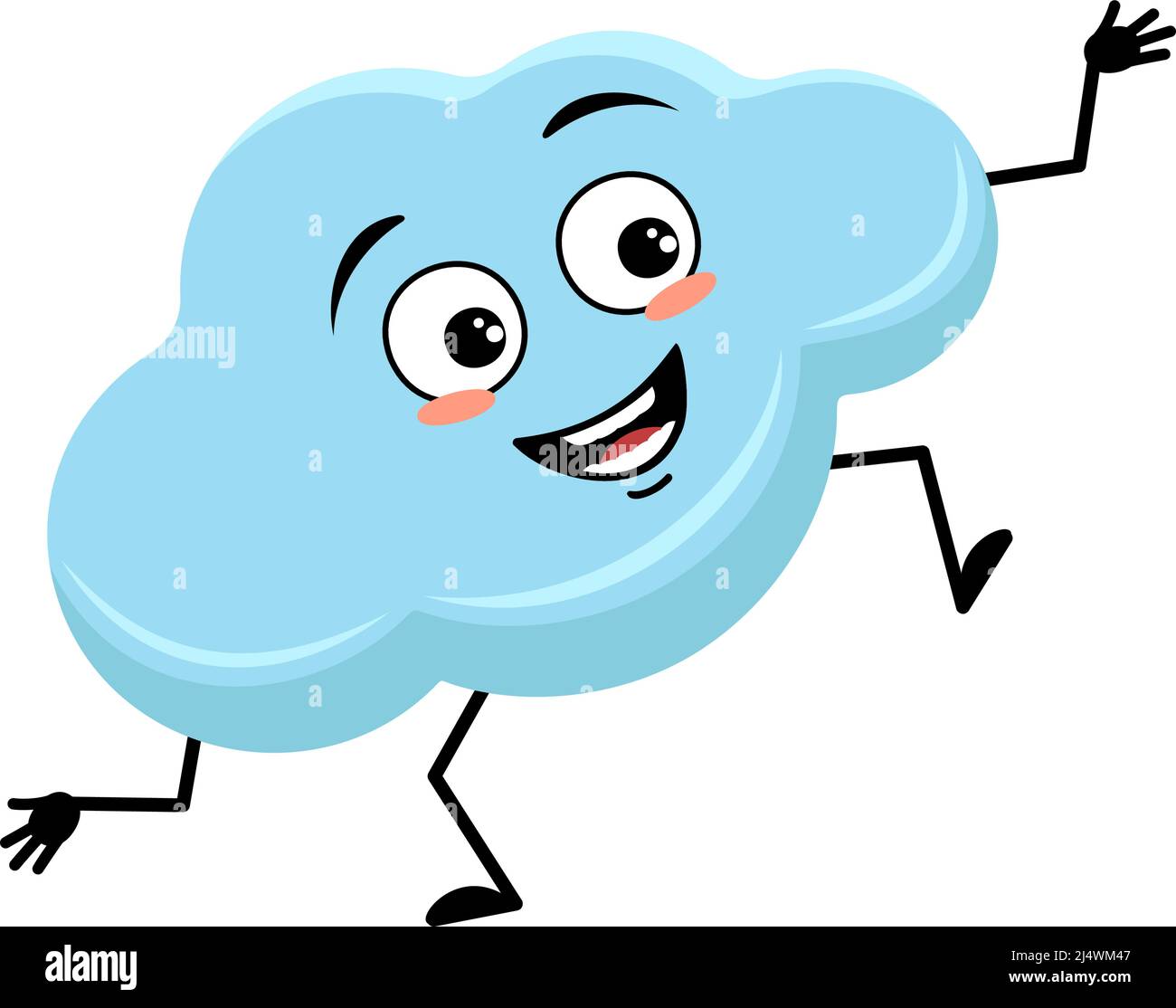 Cute cloud character with happy emotion, joyful face, smile eyes, arms ...