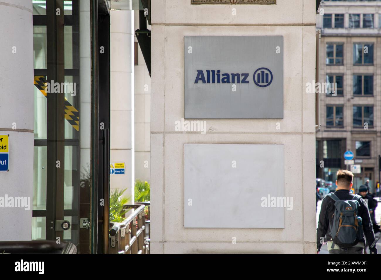 Allianz Insurance London office exterior showing signage, Gracechurch ...