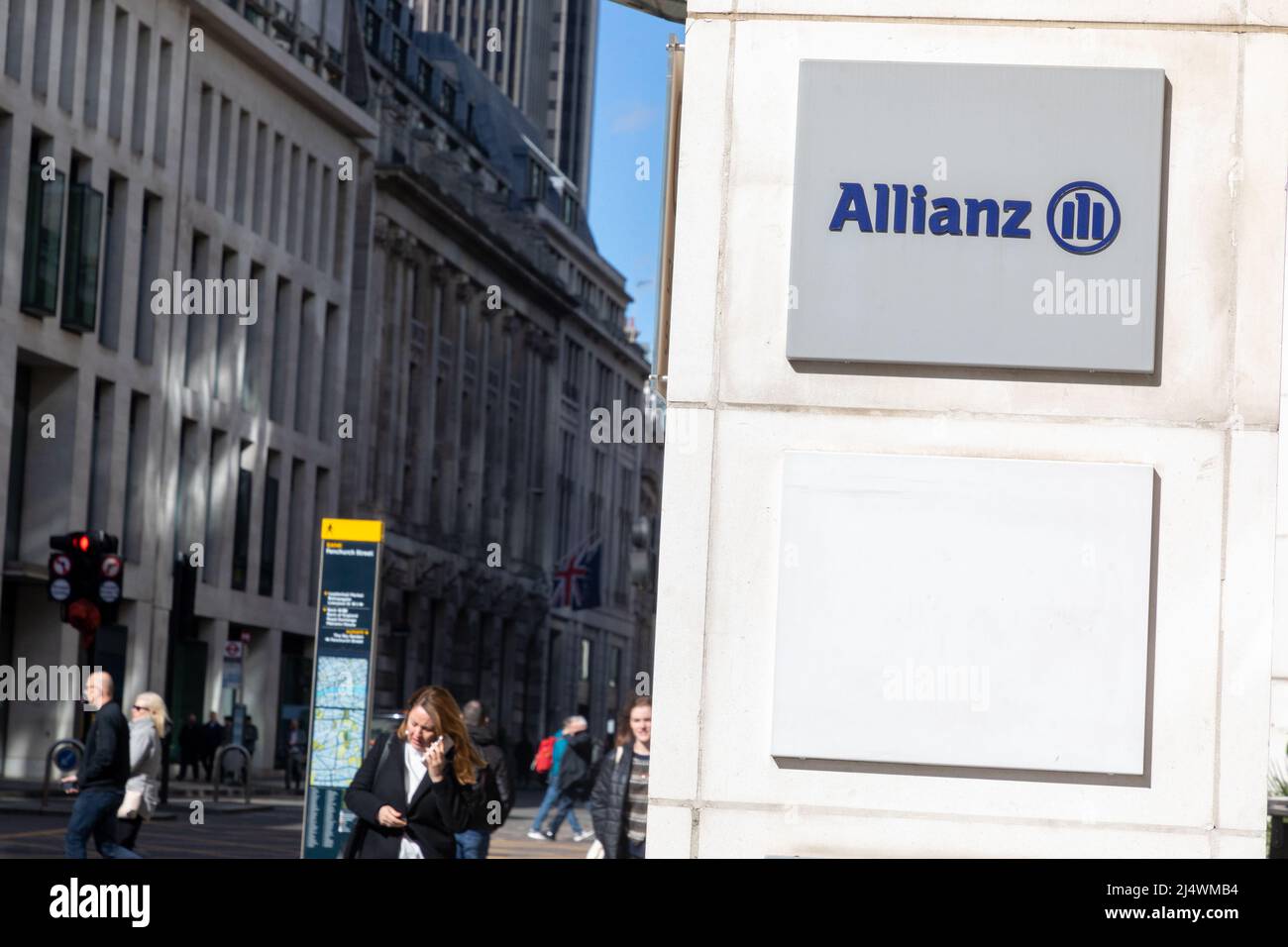 Allianz Insurance London office exterior showing signage, Gracechurch ...