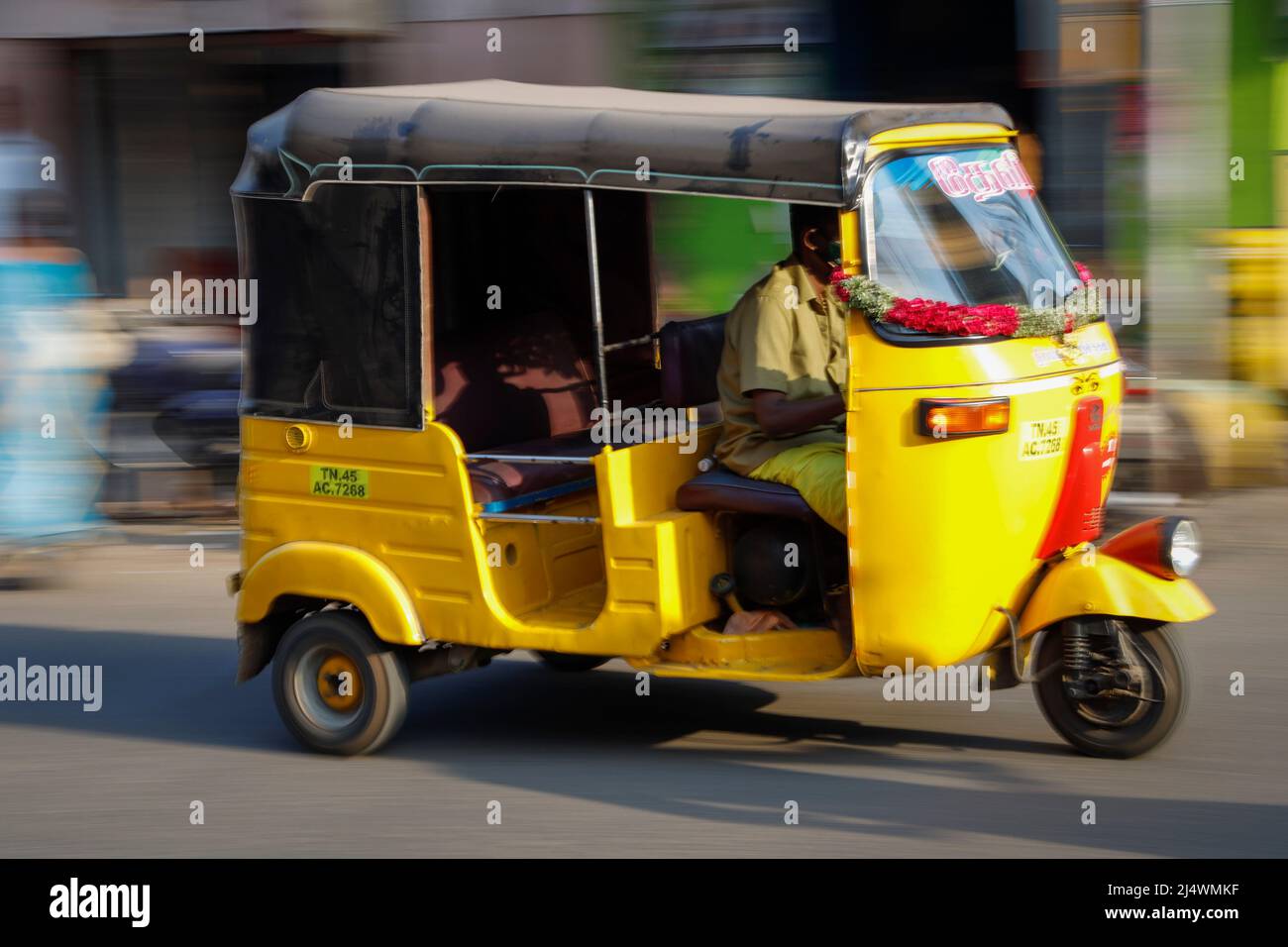 Indian auto (autorickshaw) taxi in the street,Trichy, Tamil Nadu, India ...