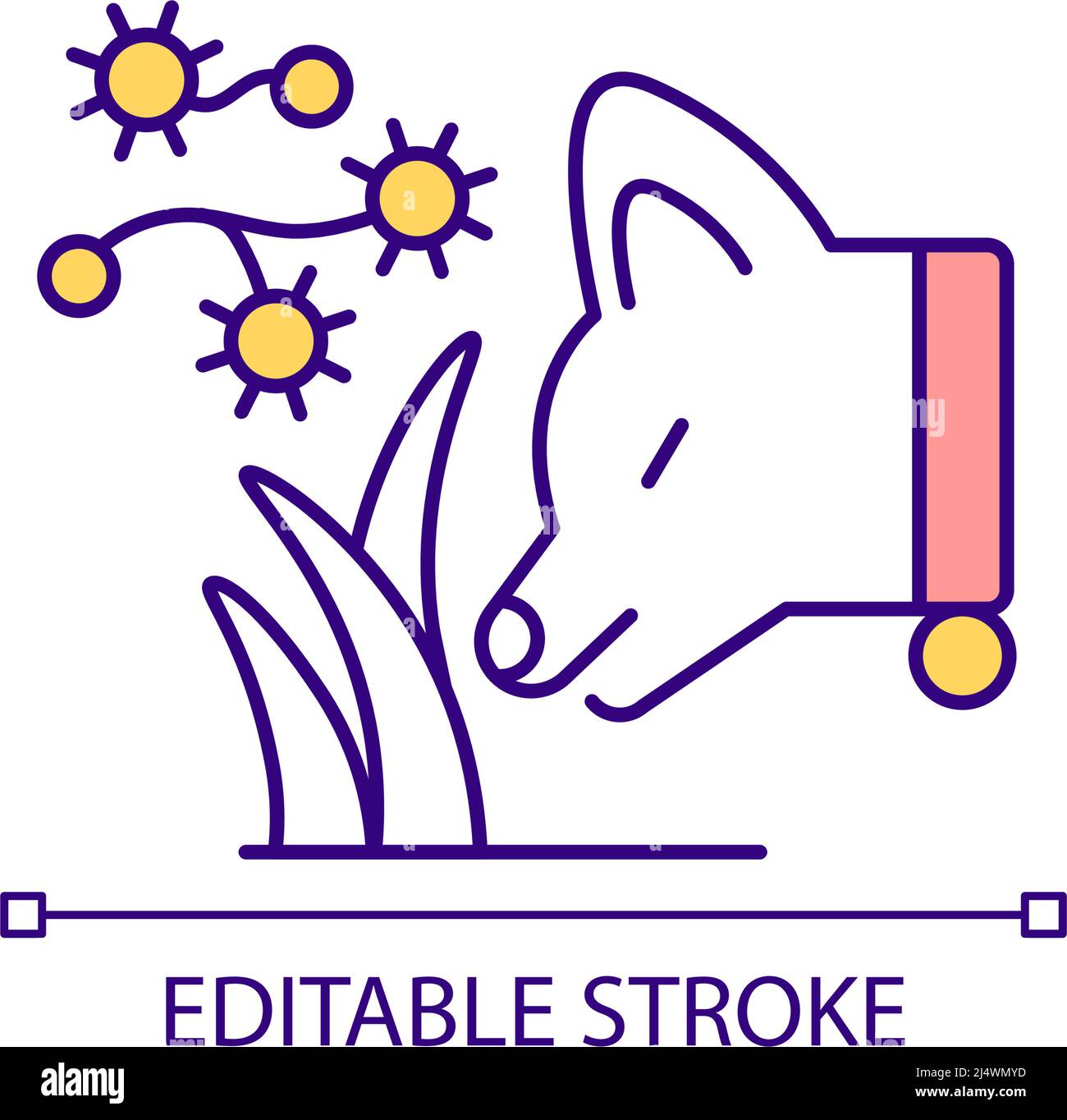 Dog sniffing grass contaminated by feces RGB color icon Stock Vector ...