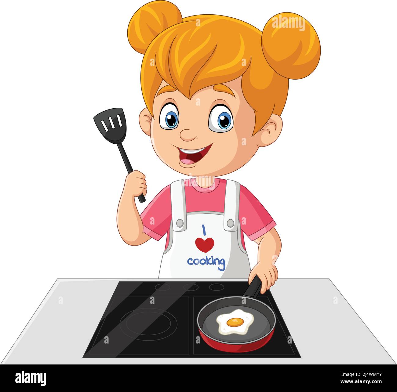 Little Girl Cooking Clipart