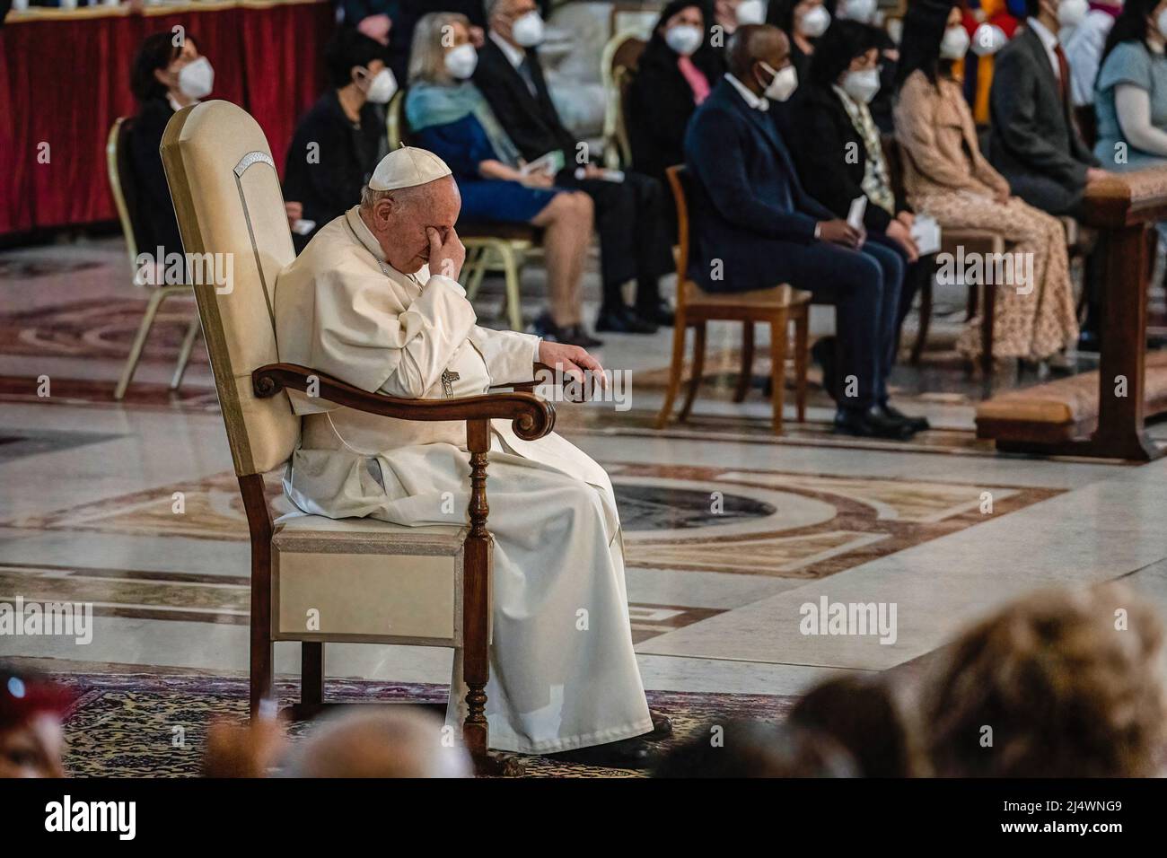Vatican City, Vatican. 16th Apr, 2022. Pope Francis attends the solemn ...