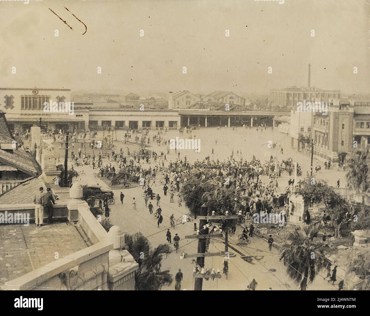 228 Incident in Taiwan 1947. People gathering in front of Taipei ...