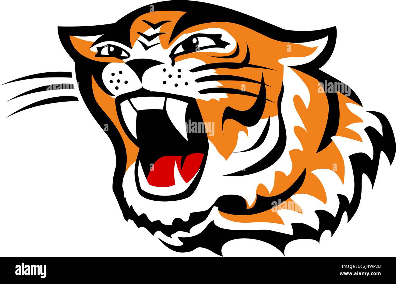 Drawing angry tiger face for logo, poster, brochure, banner, invitation ...