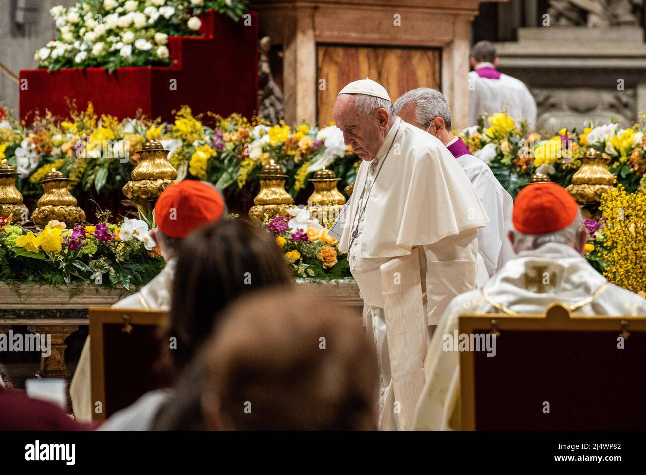 Pope Francis attends the solemn Easter Vigil ceremony in St. Peter's ...