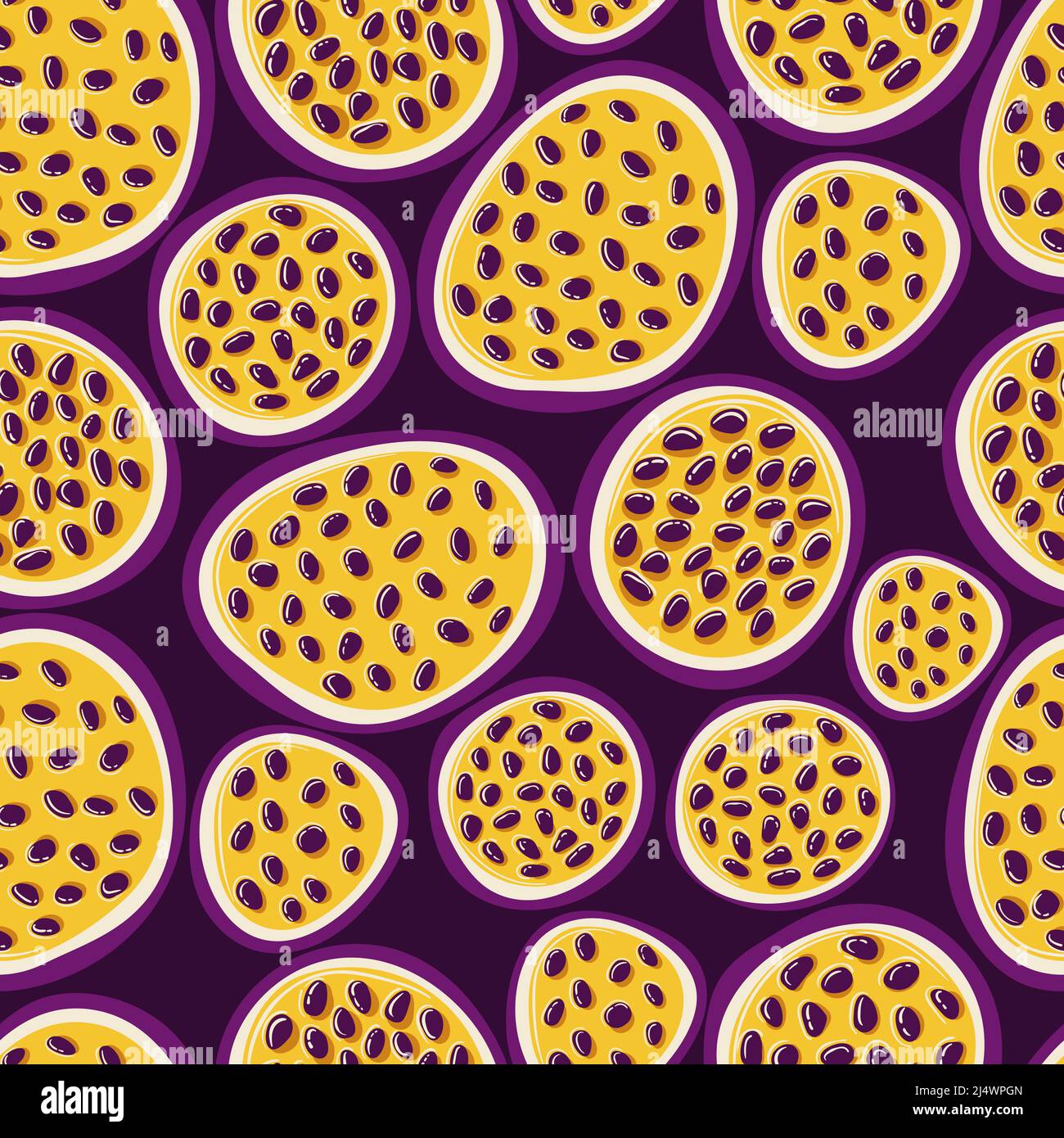 Passion fruits hand drawn vector seamless pattern. Vector fruit ...
