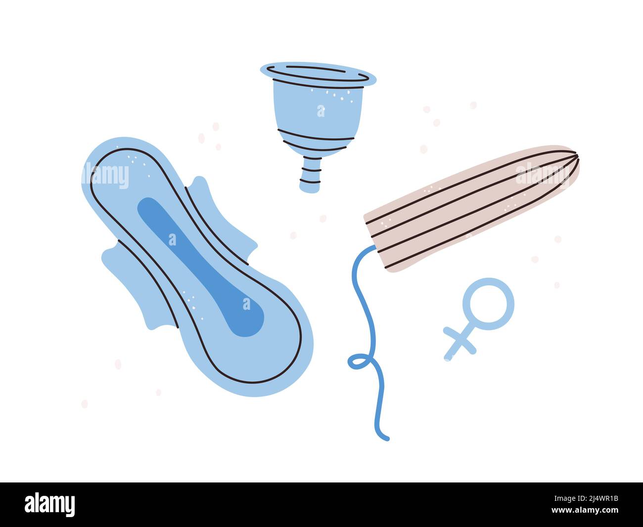 Feminine tampon, pad and silicone reusable menstrual cup. The concept ...