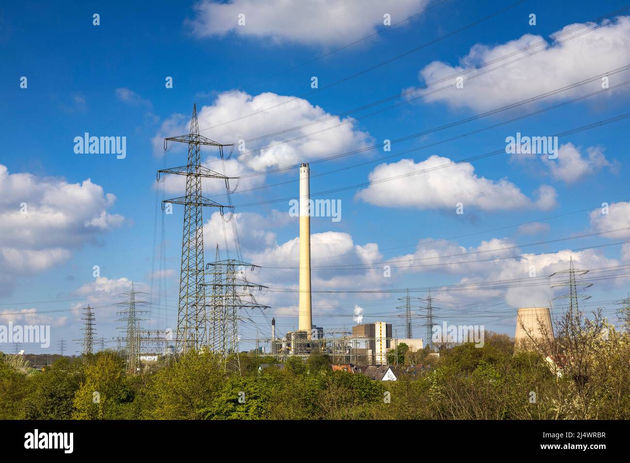 High voltage electricity pylons and power lines near RWE Generation SE ...