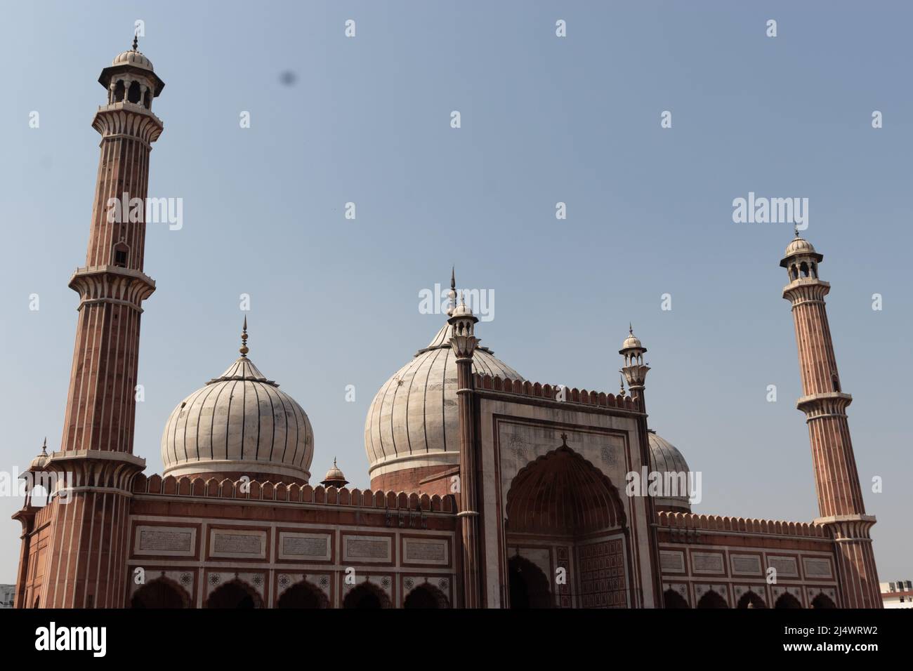 ancient mosque vintage dome view with bright blue sky at morning from ...