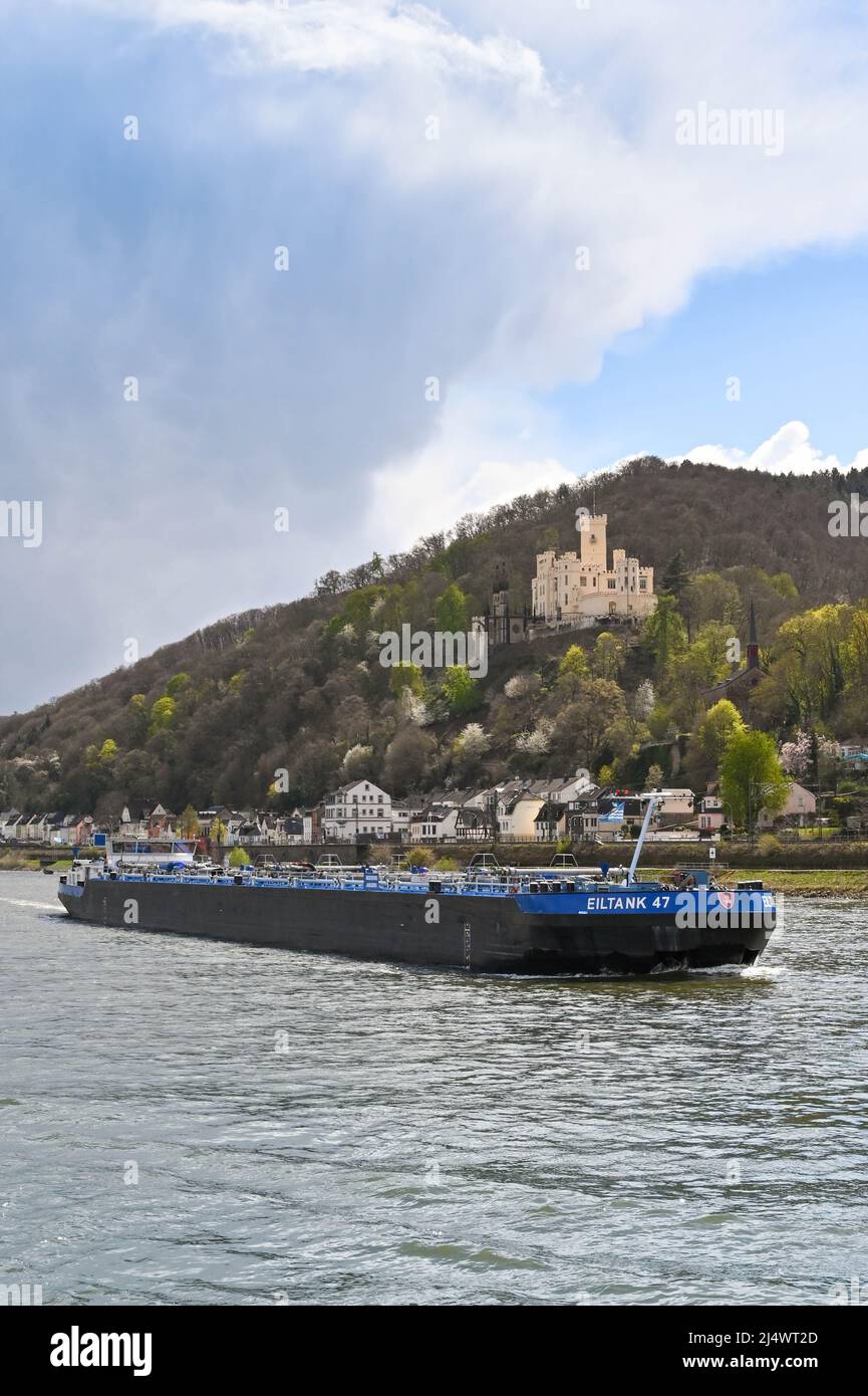 Rhine River, Germany – April 2022: Industrial tanker barge transporting ...