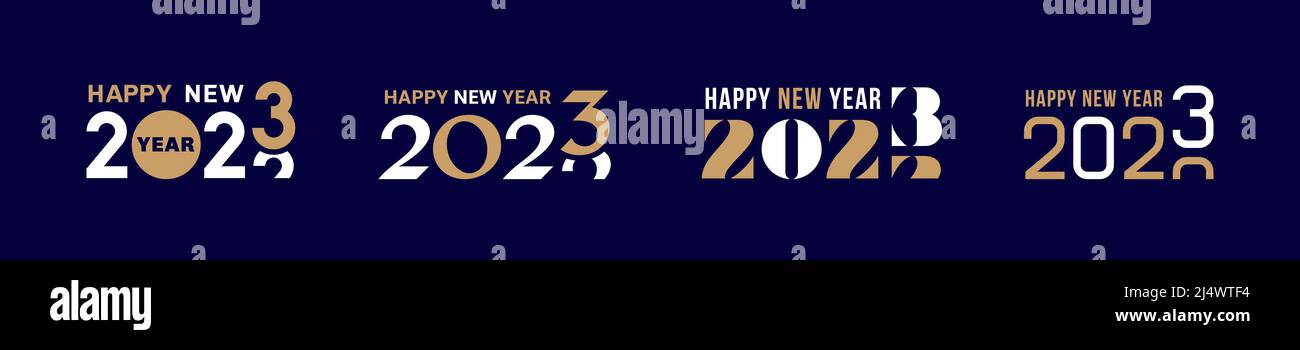 New year 2023 logo. Date numbers typography labels, business stickers ...