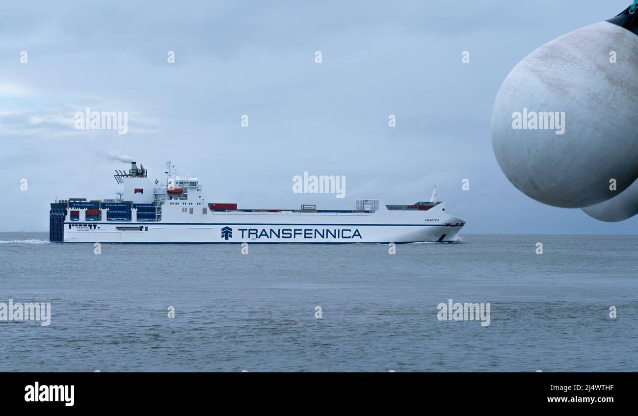 Cuxhaven, Germany - 02.25.2022: Transfennica container cargo vessel ...
