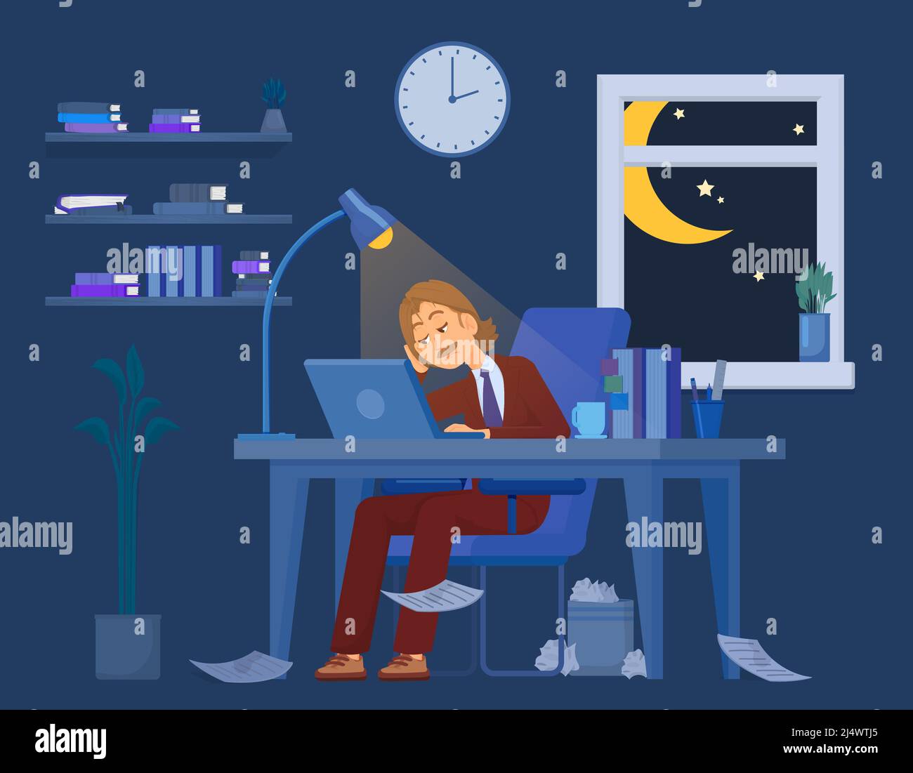 Man laptop dark room Stock Vector Images - Alamy