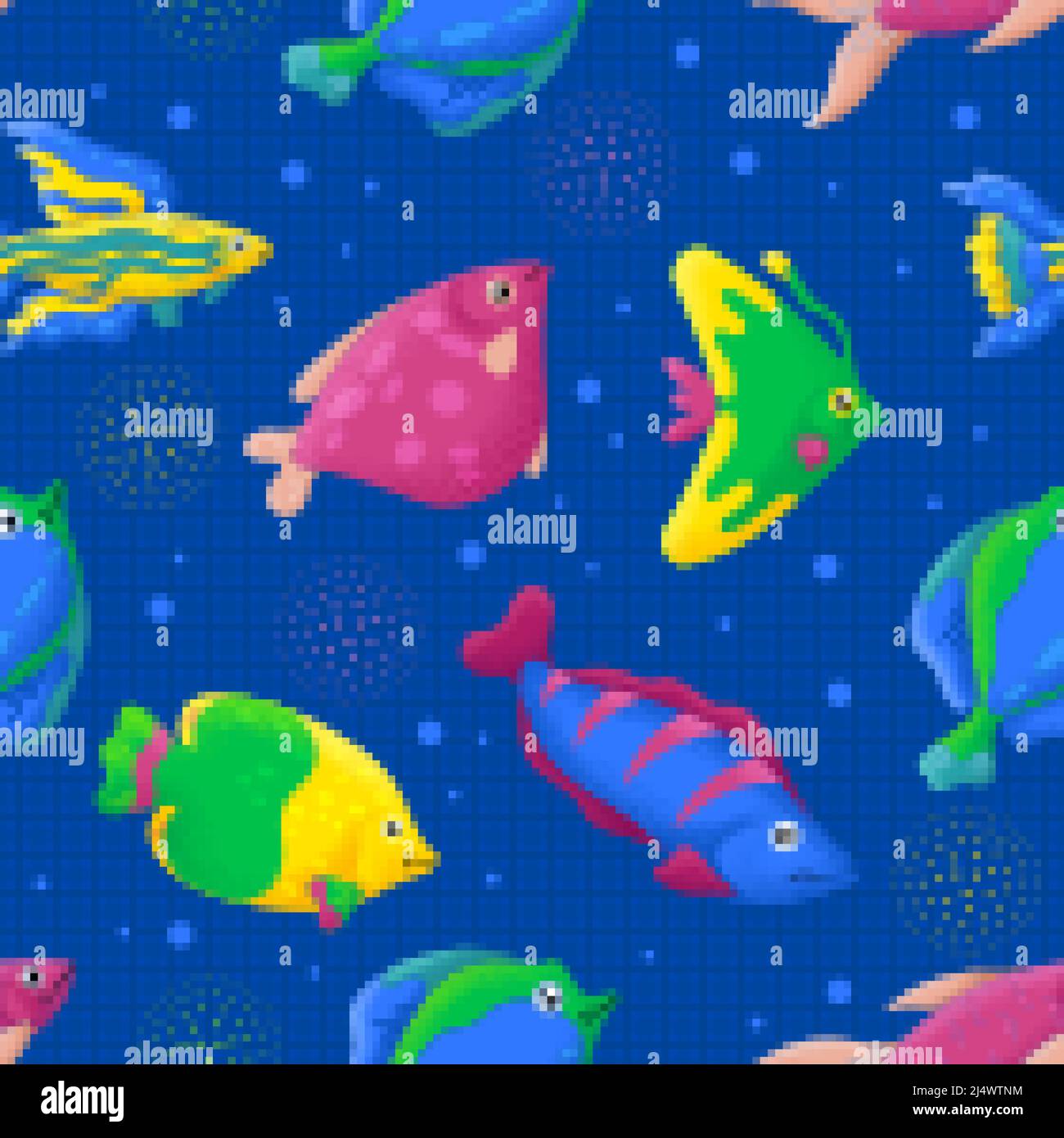Sea fish seamless pattern. Exotic tropical ocean life, underwater ...