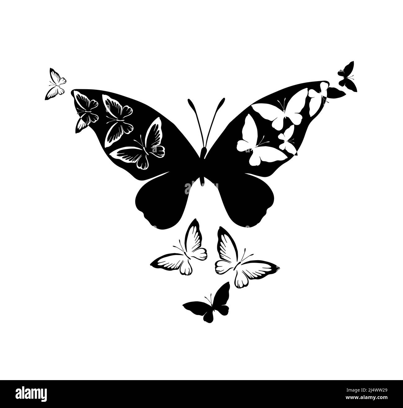 Monochrome butterflies abstraction. Vector illustration Stock Vector ...