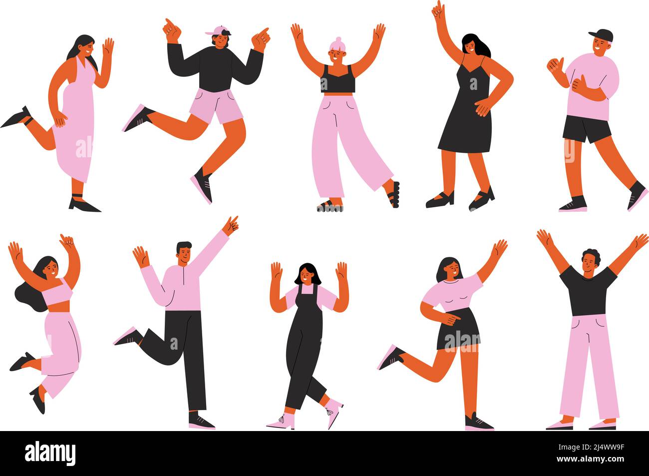 Cartoon happy woman dancing hi-res stock photography and images - Alamy